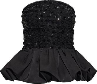 Rotate Pailletten-Top mit Sch&ouml;&szlig;chen - - Tops - Damen - Schwarzk - S