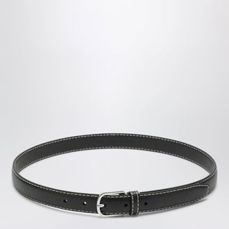 Toteme Schmaler G&uuml;rtel aus genarbtem Leder in Schwarz