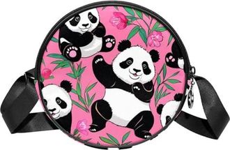 Generic Sac &agrave; bandouli&egrave;re rond pour femme, petit panda mignon, sac &agrave; bandouli&egrave;re avec fermeture &eacute;clair, bretelles r&eacute;glables, sac &agrave; main rond d&eacute;contract&eacute; pour 