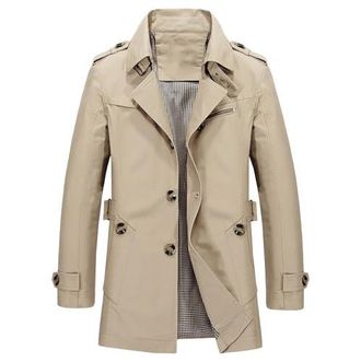 Generic Veste en coton &agrave; simple boutonnage pour homme - Coupe-vent - Col crant&eacute; - Trench d&eacute;contract&eacute; - Pour homme, beige, 5XL