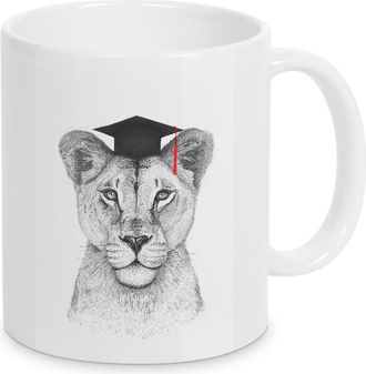 artboxONE Tasse Lehrer Akademiker Löwin von Valeriya Korenkova - Kaffeetasse Tiere