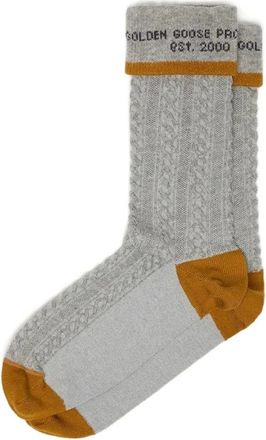 Golden Goose unisex, Sous-v&ecirc;tements, Gris, Taille: L Socks High Rib/Braid/ Jacquard Logo