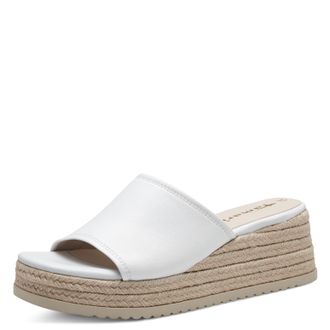 Tamaris Damen Plateau Mules Leder Sommer; WHITE/wei&szlig;; 41 EU