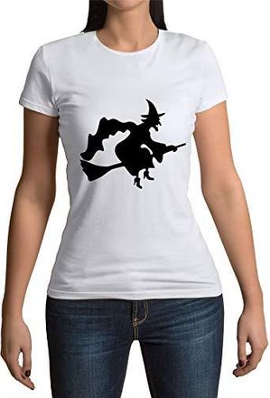 Fabulous T-Shirt Femme Col Rond Halloween Sorciere Balai Nez Crochu Magique