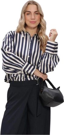 Summum Bluse Streifen Satin - - Blouses & Shirts - Damen - Blau - XL