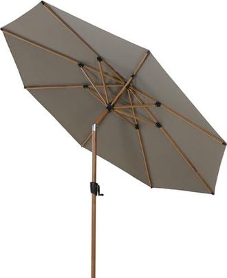 Siena Garden Vero Mittelstockschirm Holzoptik Ø 300 cm Gestell Aluminium Holzoptik, Bezug 100% Polyester, 280g/m² in Taupe-meliert, UPF 50+