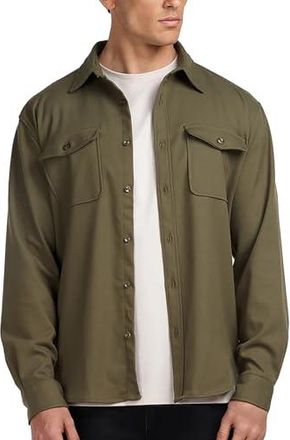 Generic Chemise de travail &agrave; manches longues et deux poches pour homme - Style vintage d&eacute;contract&eacute; et de travail - Couleur unie - Coupe ajust&eacute;e - Coupe cowboy