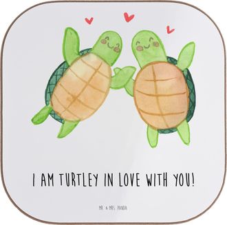 Mr. & Mrs. Panda Coaster Schildkröten Paar - Geschenk, Hochzeitstag, gläseruntersetzer, Valentinstag, Untersetzer für Gläser, Freundin, Kaffeeuntersetzer, Holzunterset