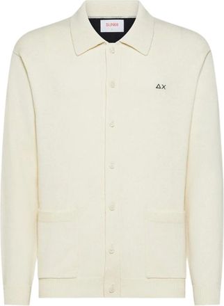 Sun 68 Homme, Pulls, Blanc, Taille: M Cardigan en laine et cachemire avec poches