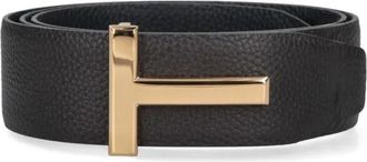 Tom Ford G&uuml;rtel - Brown T Icon Belt - Gr. 100 - in Schwarz - f&uuml;r Damen