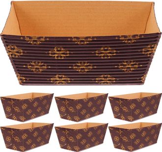 UPKOCH Einweg Papier Backformen 25 Rechteckige Ölbeständige Mikrowellen-Aufbewahrungseinlagen Backöfen Snacks Kraftpapier Sichere Pfannenhalter Brotlaib Mini