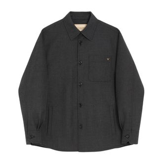 Valentino Shirt Jacket aus Nylon-Gabardine mit VGold - - Jackets - Herren - Grau - M