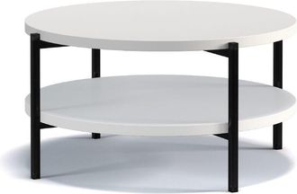 Furnix Furnix - Couchtisch sallen b Kaffeetisch mit Metallgestell und Ablage Weiß Matt