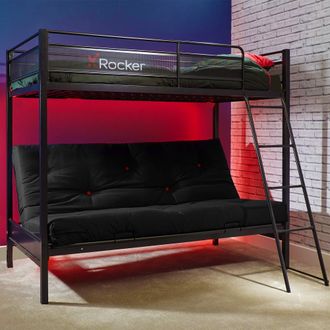 X Rocker X-Rocker Stronghold Dreifach-Etagenbett, Einzelbett, Doppelbett, Futon-Sofabett, massiver Metallrahmen, Kinderzimmerm&ouml;bel, Gaming-Bett-M&ouml;bel, Bettgest