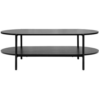 Miliboo Ovaler Couchtisch in schwarzer Holzoptik und Metall L115 cm BRUNA