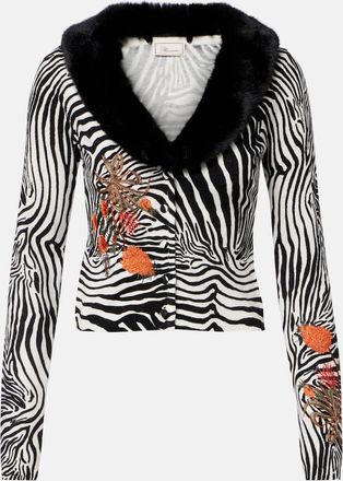 Blumarine Bedruckter Cardigan aus Rippstrick
