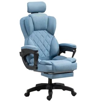 Generic B&uuml;rostuhl hoher R&uuml;ckenlehne,Verstellbarer Chefsessel breiter Sitzfl&auml;che,ergonomischer Sitz,gepolstertes Sitzkissen,Lendenwirbelst&uuml;tze(Farbe: Blau B,Gr