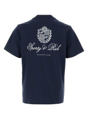 Sporty & Rich Script T-Shirt - Navy