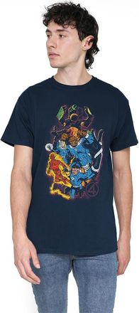 MARVEL Unisex Fantastic Four Cosmic Heroes & Villains, Navy T-Shirt, M