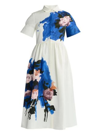 Erdem robe-chemise &agrave; fleurs - Blanc