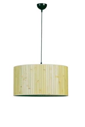 Opviq Elegant Metal Chandelier with Bamboo Cap, 45 cm Diameter, Adjustable Height, E27 Socket, Oak & Black Finish | Perfect for Modern Spaces, IP20 Rated