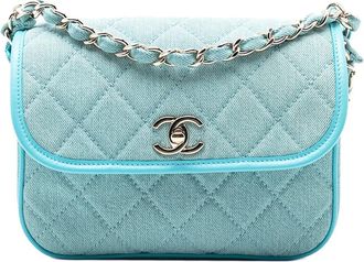 Chanel Hobo Bags - Small CC Quilted Denim Messenger Flap - Gr. unisize - in Blau - f&uuml;r Damen