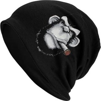 Generic Homme Femme Bonnet &Agrave; Revers Cigar Monkey Iron on Black Gorilla Bonnet dhiver Chaud Bonnets Tricot&eacute; Classique Bonnets De Ski pour Hiver Quotidien Patin