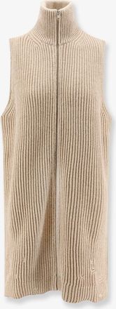 Maison Margiela Sleeveless long wool blend cardigan with distressed effect - MM6 MAISON MARGIELA - gender_Woman