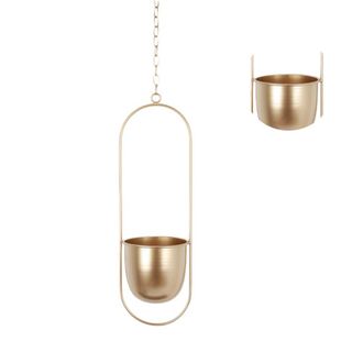 Hemoton Goldener Metall Hängen Pflanzer Korb Wand Decke Blumentopf Blumenvase Halter Sukkulentenbehälter für Home Office Balkon Dekoration