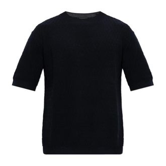 Emporio Armani Homme, Pulls, Bleu, Taille: L Pull en maille jacquard &agrave; chevrons