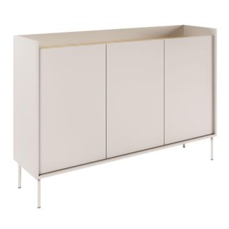 Selsey Kommode 140 cm Moderne Taupe/Lindberg-Eiche Sideboard - Matte Oberfl&auml;che, 3 T&uuml;ren, Viel Stauraum Robuste Spanplatte mit ABS-Kanten Schlafzimmer/Flur H