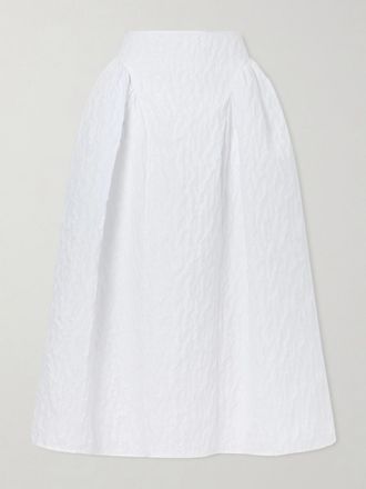 Cecilie Bahnsen Jupe Midi En Cloqu&eacute; De Coton M&eacute;lang&eacute; Fabiola - Blanc