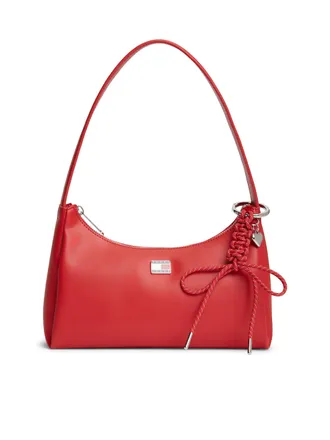 Tommy Jeans Schultertasche TOMMY JEANS TJW CITY CHARM SHOULDER BAG, Damen, Gr. B/H/T: 26cm x 16,5cm x 8cm, rot, Lederimitat, Taschen Schultertasche, Damen Schulte