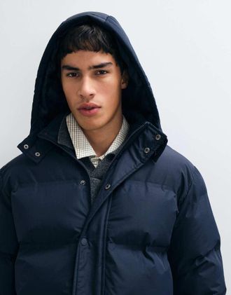 New Look Steppjacke mit Kapuze in Marineblau