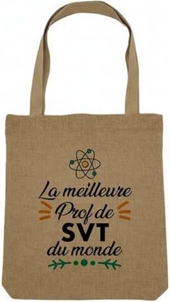 Fabulous Sac Shopping Tote Bag Aspect Lin - La Meilleure Prof de SVT du Monde Professeur Science Lycee College - Sac de Courses Toile Epaisse 360g Beige Nature