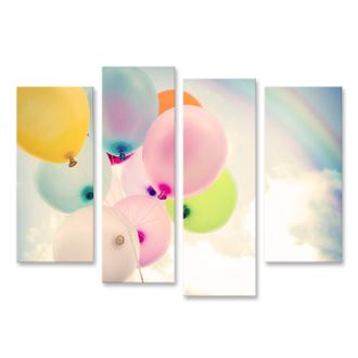 Islandburner Bild Bilder auf Leinwand Vintage bunter Ballon mit Regenbogen am blauen Himmel Konzept der Liebe im Sommer und Valentinstag Hochzeit Flitterwochen Wan