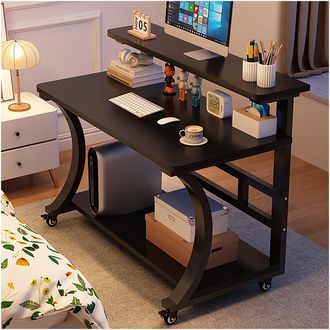 Generic Rollbarer Computertischwagen mit Ablagefach, mobiler tragbarer Laptop-Schreibtisch mit Druckerablage, Arbeitstisch mit Rädern, Home-Office-Tisch for C