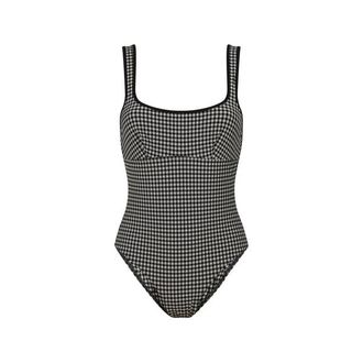 D Nu D Maillot de bain une pi&egrave;ce &agrave; carreaux et d&eacute;collet&eacute; arrondi