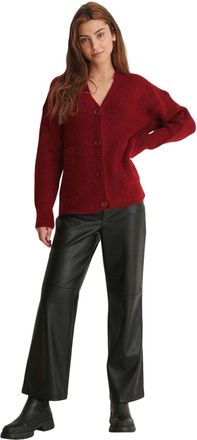 NA-KD Damen Oversized Cardigan Strickjacke, Dusty Red, 2XL