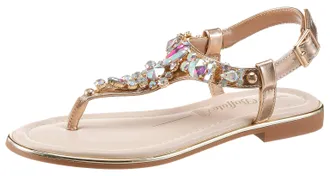 Buffalo Zehentrenner BUFFALO KIRA ICE, Damen, Gr. 37, rosegoldfarben, Lederimitat, Glitzer, metallic, Schuhe Zehentrenner, Riemchensandale, Sommerschuh, Urlau