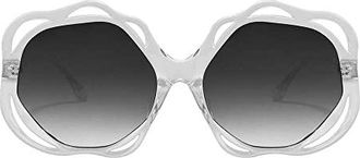 Generic Lunettes de soleil à monture large pour femme avec cadre en forme de fleur UV400, 2, Taille unique