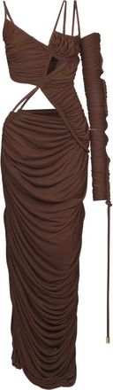 Balmain Asymmetrisches- drapiertes Jersey-Maxikleid - - Dresses - Damen - Braun - XS