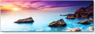 Paul Sinus Art Leinwandbilder | Bilder Leinwand 120x40cm majest&auml;tischer Sonnenuntergang am Meer