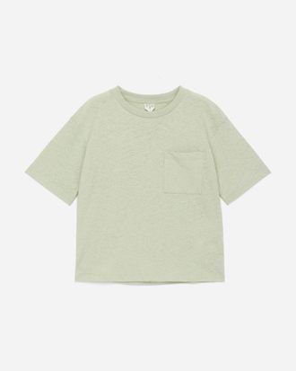 Arket T-Shirt Aus Baumwolle Und Leinen -Gr&uuml;n