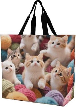 Generic Chatons Mignons Sac Courses Pliable Sacs Imperm&eacute;able Sac &Agrave; Bandouli&egrave;re Pour Travail Shopping Quotidienne