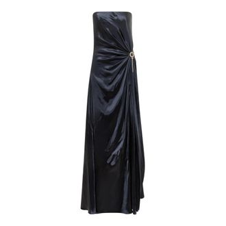 Genny Femme, Robes, Bleu, Taille: 36 FR Long Satin Gown