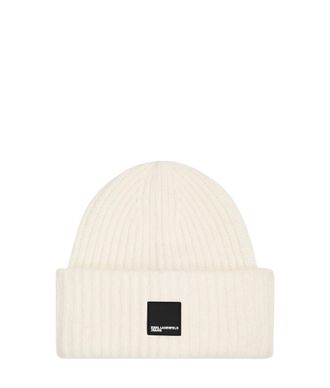 Karl Lagerfeld Damen, Box Logo Beanie, Weiss, One Size