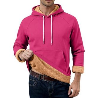Generic Sweat &agrave; capuche pour homme - Cordon de serrage - T-shirt &agrave; manches longues - Couleur unie - Sweat &agrave; capuche doubl&eacute; - Confortable - Pull en polaire d&eacute;c