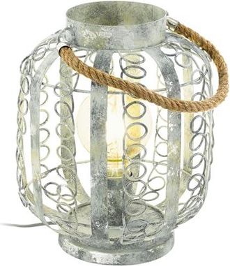 Eglo Tischlampe Hagley, 1 flammige Tischleuchte Vintage, Retro, Nachttischlampe aus Stahl in Creme-Gold, Lampe mit Schalter, E27 Fassung