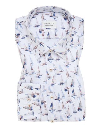 Eterna Baumwollhemd mit Segel-Print, Slim Fit in
